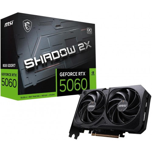MSI GeForce RTX 5060 8G SHADOW 2X PCIe 5.0 x16 Overclocked Graphics Ca ...