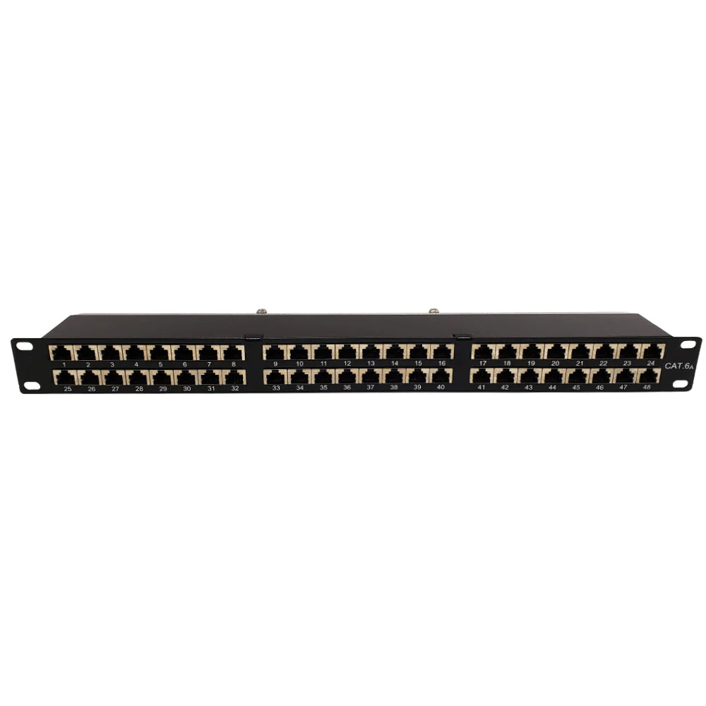 48-Port CAT6A Shielded Patch Panel, 19" Rackmount 1U – Modcom