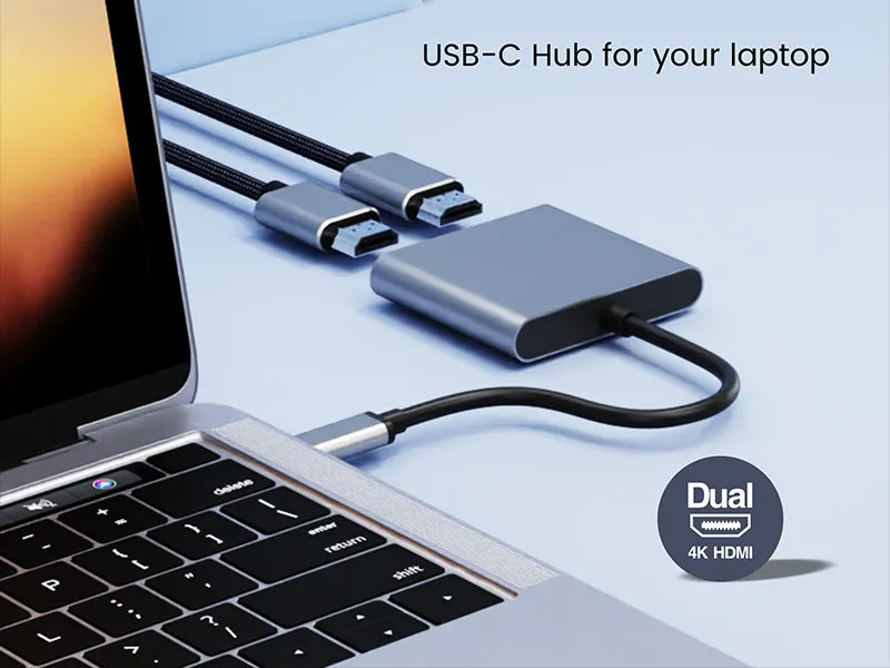 2-in-1 Type-C to 4K Dual HDMI Video Splitter MST Hub Adapter – Modcom