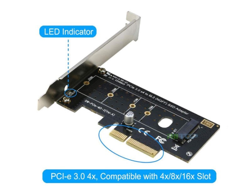 M.2 NVMe SSD NGFF to PCIE X1 Adapter M Key Interface Card – Modcom