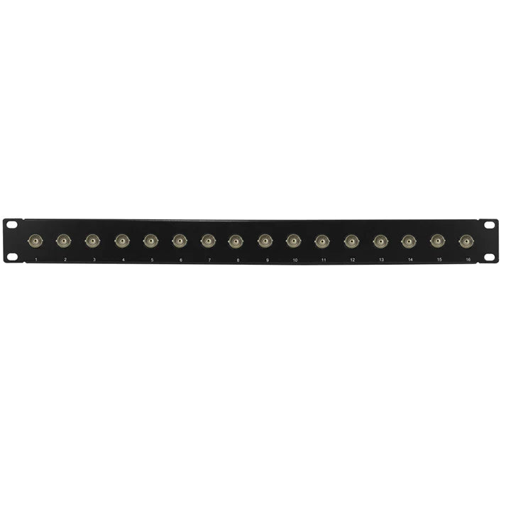 16-Port 75 Ohm BNC patch panel, 19 inch rackmount 1U – Modcom